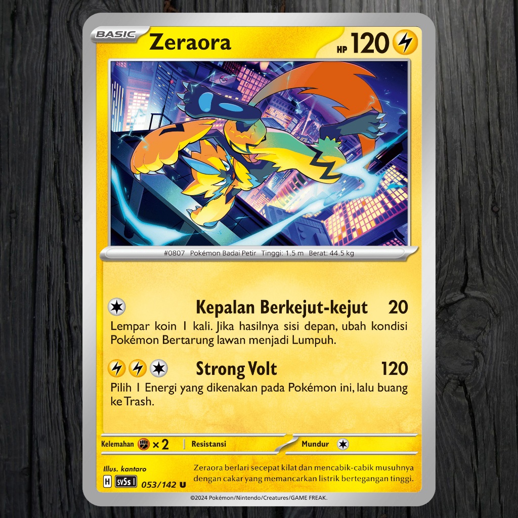 Zeraora Pokemon sv5s Paradox Mainstay - Electricity - Indonesian TCG ...