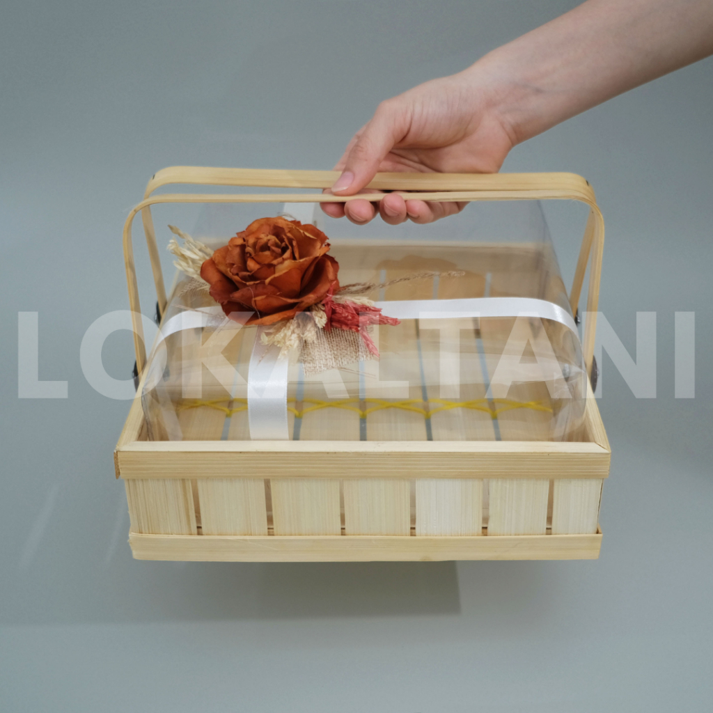 Square Bamboo Basket/Delivery Basket/Mica Cake Basket 25cm + Large ...
