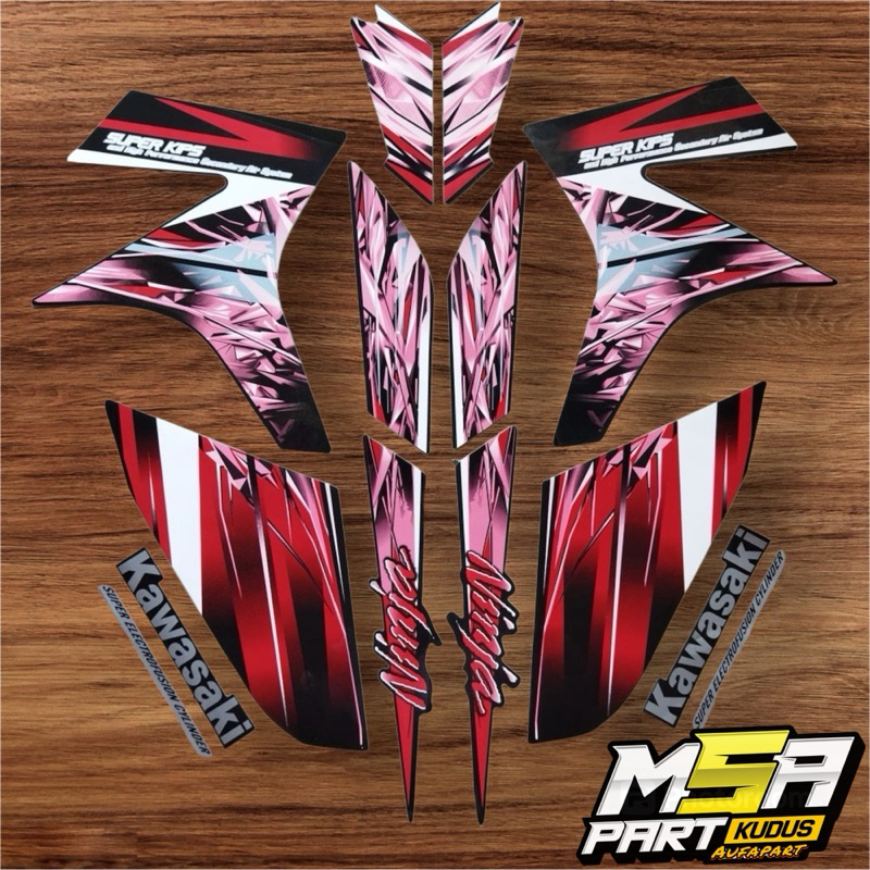 MERAH Stripping strip stickers sticker lis polet body kawasaki ninja ...