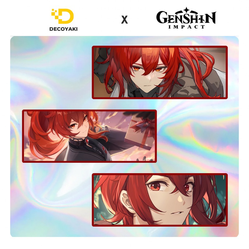 Diluc Genshin Impact Hologram Slap Sticker, Diluc Genshin Impact ...