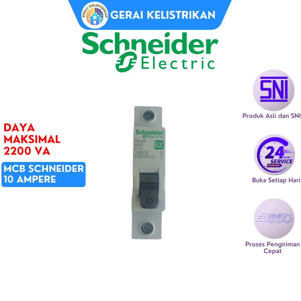 Schneider 1 Phase 10 Ampere MCB for 2200 Va Power | Shopee Philippines