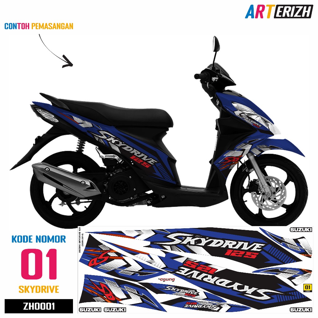 Arterizh Skydrive Striping Sticker 125 2009-2014 ZH0001 - Racing ...