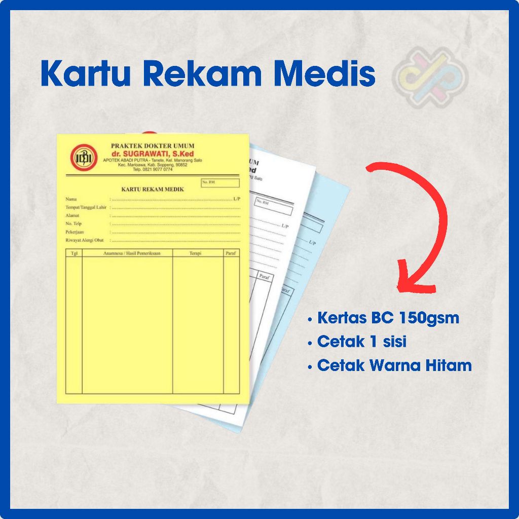 Print Medical Record Card/Medical Record Card Patient History Card ...