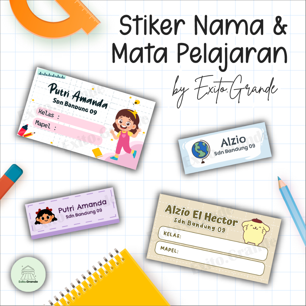 MATA Name Stickers/Lesson Stickers/Book Stickers Contains 46 Pcs ...