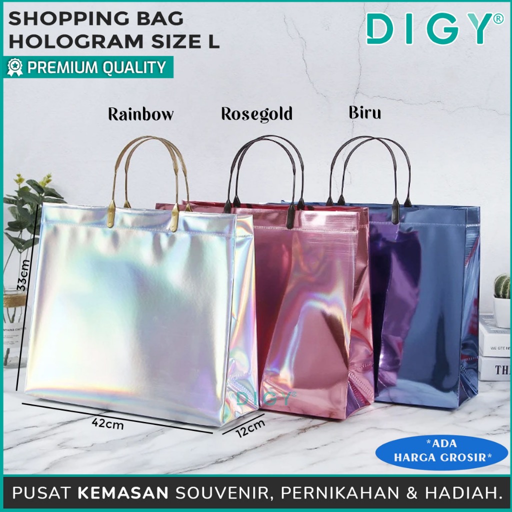 Hologram Shopping Bag / Rainbow Goodie Bag / Doff Metallic Shopping Bag ...
