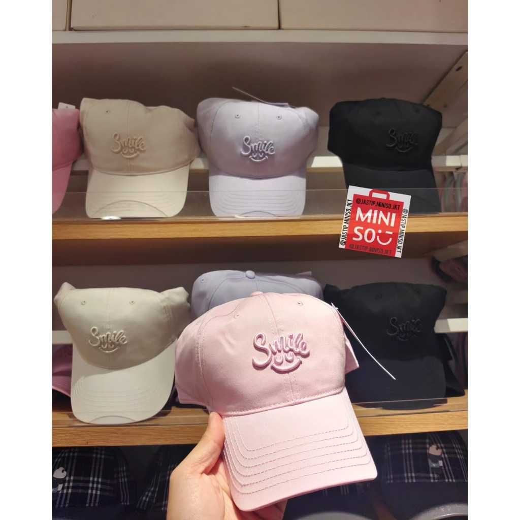 Miniso SMILE Macaron Color Series Embroidered Baseball Cap (58cm) PINK ...