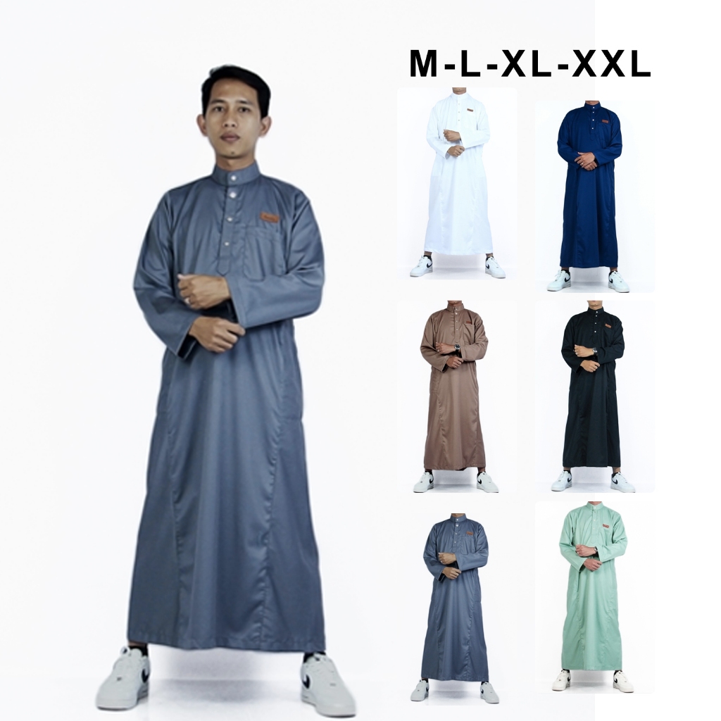 HITAM Al Haramain Men's Robe, Premium Long Sleeve Plain Black Robe ...