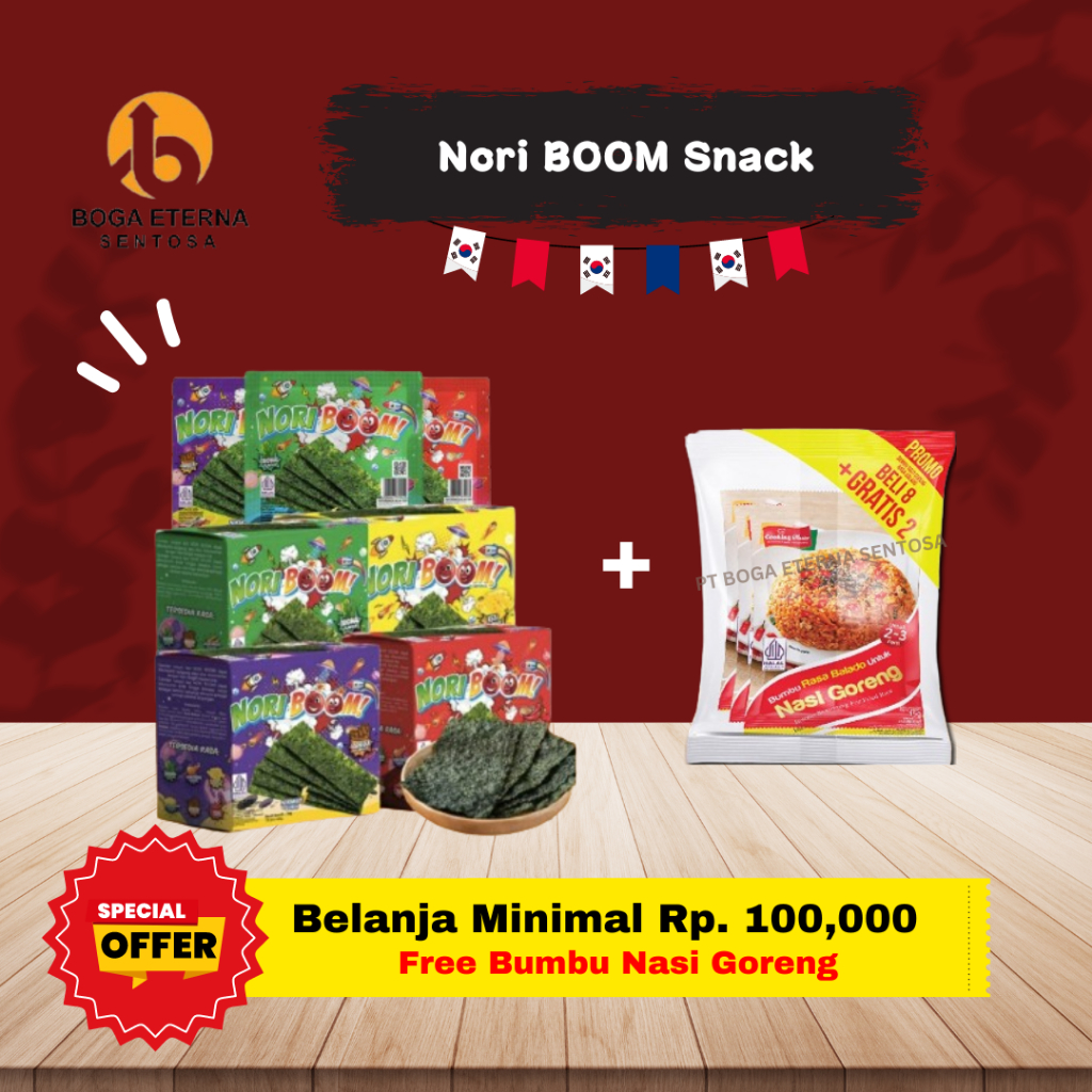 Nori Boom 1 BOX CONTAINS 12 / Nori Sachet Seaweed Snack 3g HALAL ...