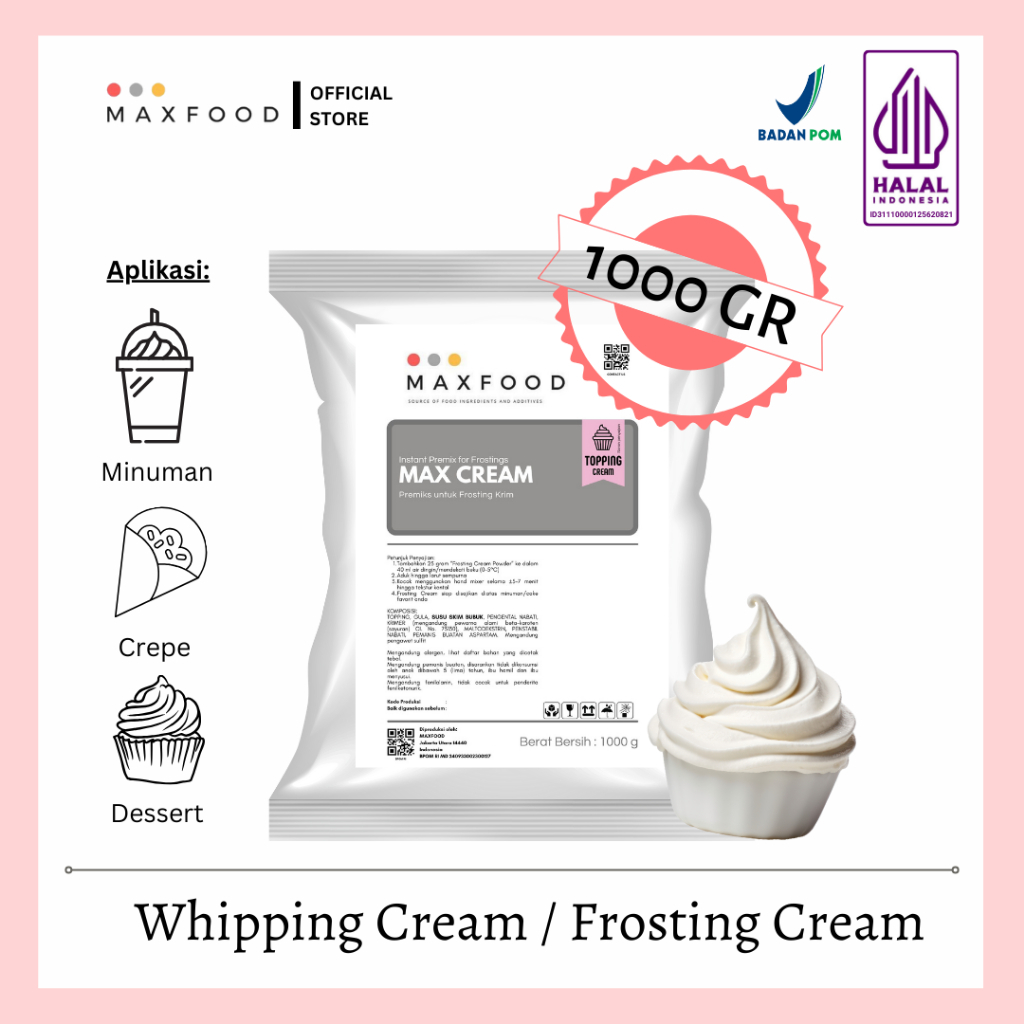 1kg Whip Cream Powder/Premix Whipping Cream/Whipped Cream | Shopee ...