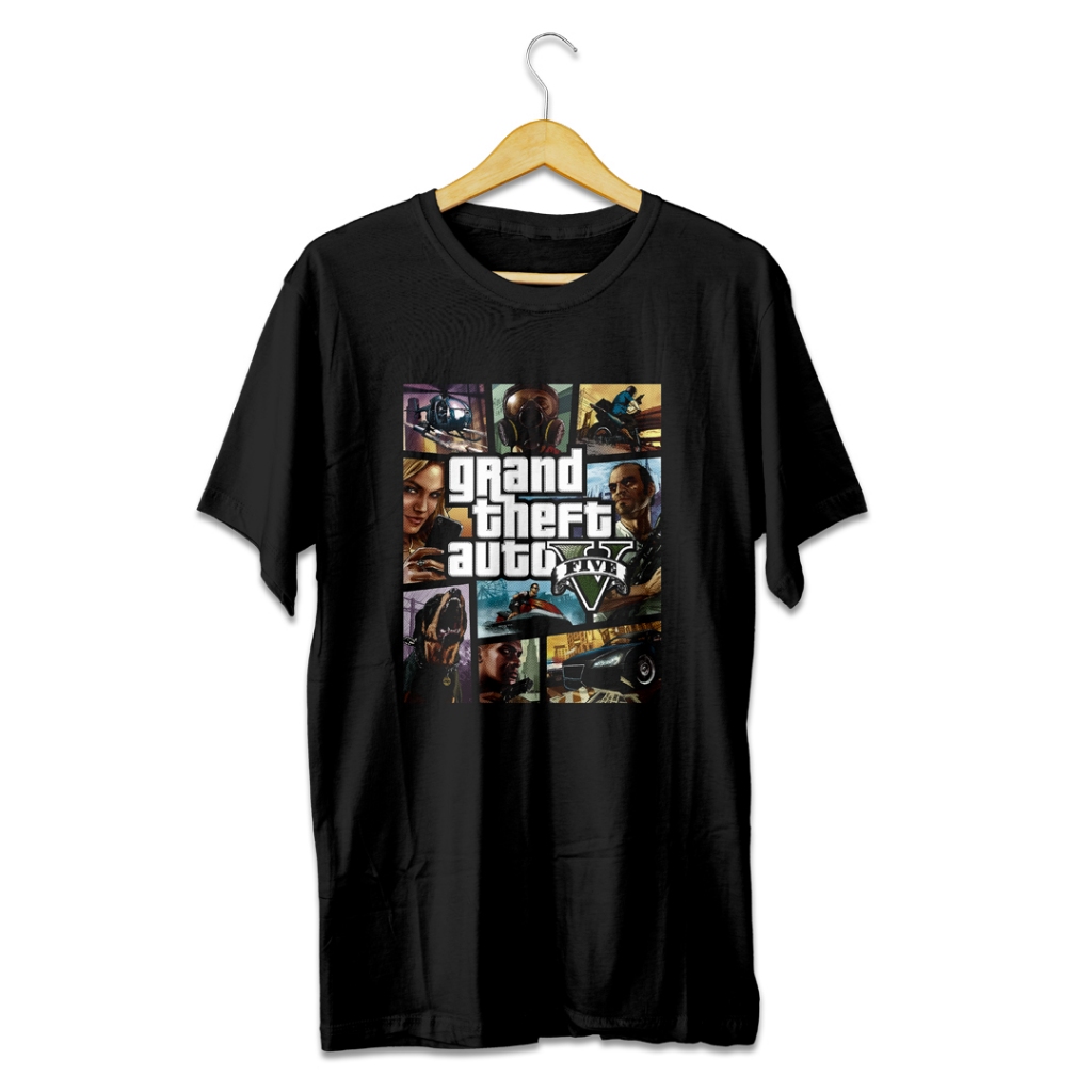 T-shirt Grand Theft Auto V Tshirt Game GTA V Cover Title Merch | Shopee ...