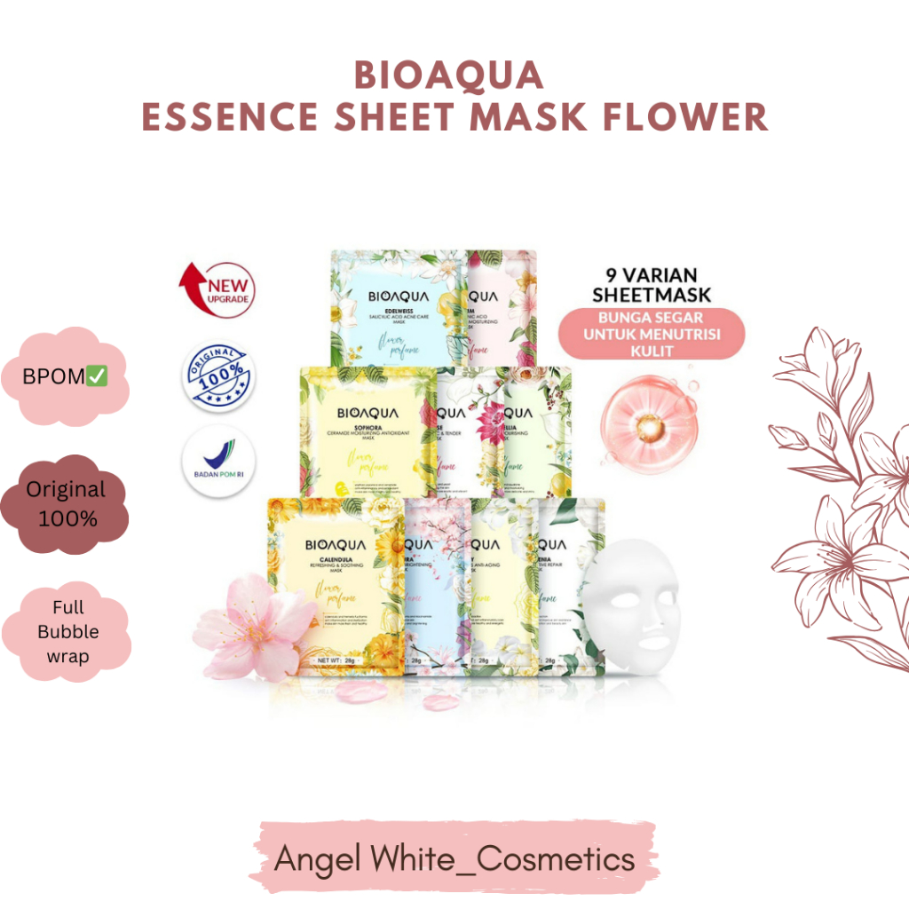 Bioaqua ESSENCE SHEET MASK FLOWER SERIES | Shopee Philippines