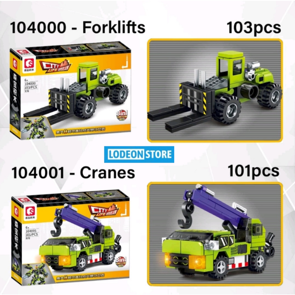 Sembo Block Construction Car 8 in 1 Robot - Brick City Life 104000 ...