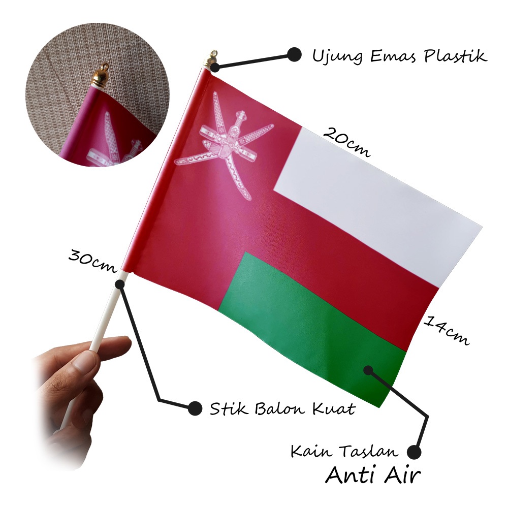 Nazhifa Printing - Oman Country Hand Flag - Small Parade Stick, Quality ...