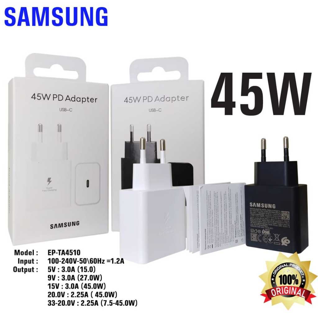 Adapter Charger SAMSUNG Super Fast Charging 45W PD USB Type C (EP-TA4510) 100% Original | Shopee ...