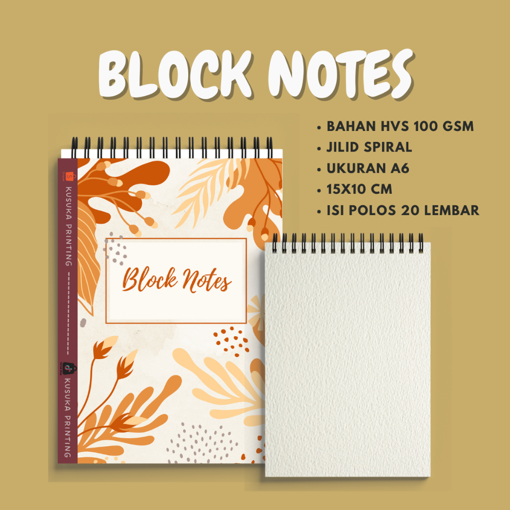 Blocknote Spiral Mini Memo Plain Note A6 15 x 10 cm HVS Thick Kraft ...
