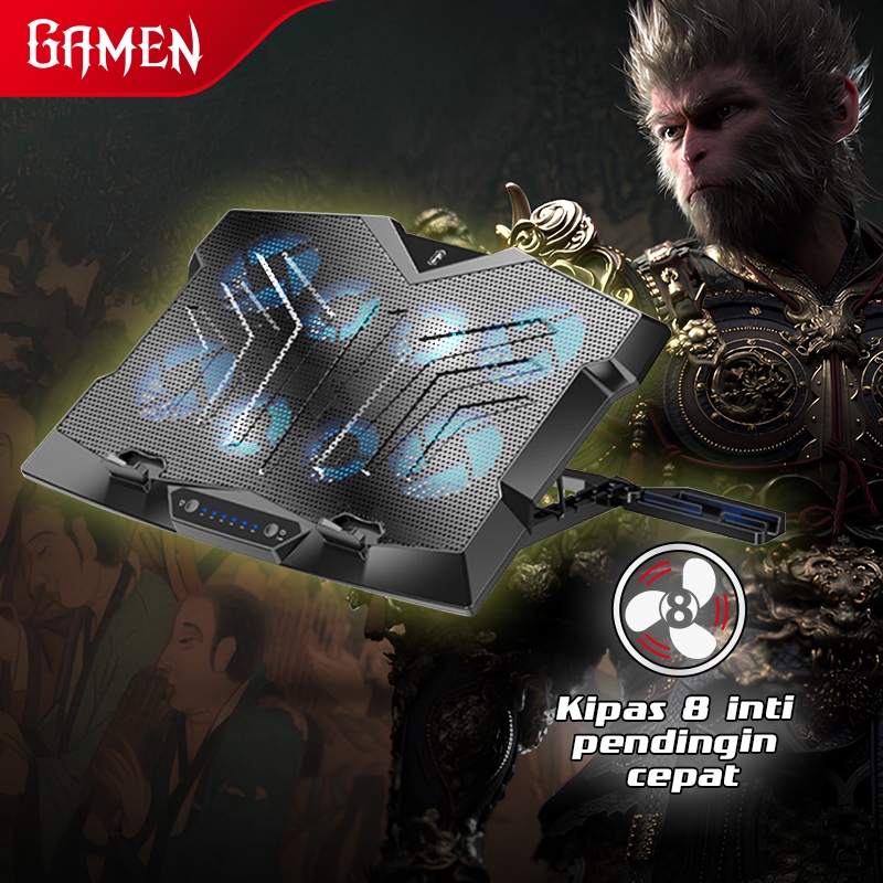 GAMEN Cooling Pad Laptop Gaming Fan 8 Core 3000 RPM GCP100 Black Myth ...