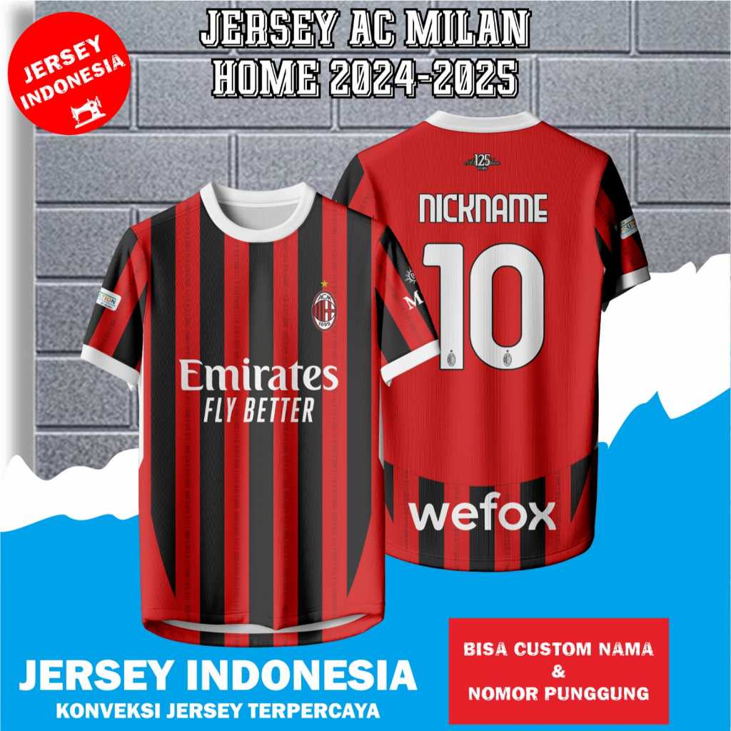 Milan HOME AC Club Jersey 2024 2025: UEFA Champions League Suit With ...