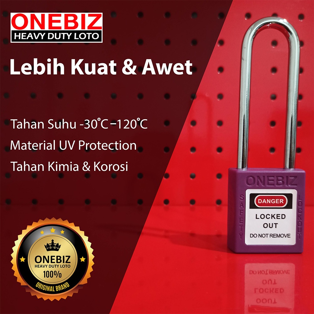 Onebiz Long Steel Shackle Safety Padlock Purple OB 14-BDG28 ...