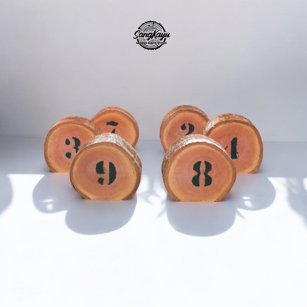 Sangkayu Rustic Table Numbers Log Wood Slice For Wedding | Shopee ...