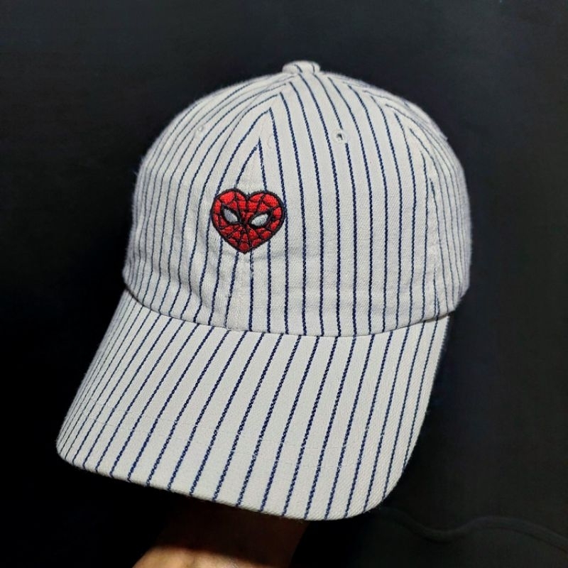 Original MARVEL SPIDER-MAN HEART LOVE LOGO Stripe cap | Shopee Philippines
