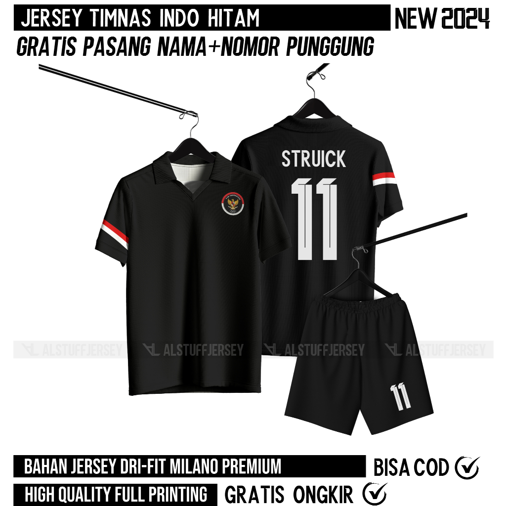 HITAM The Newest Premium Black 2024 Indonesia National Team Jersey Full ...