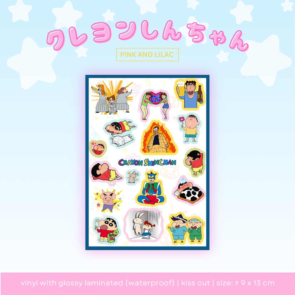 Shinchan Crayon Sheet Sticker | Waterproof Vinyl Deco Sticker | Shopee ...