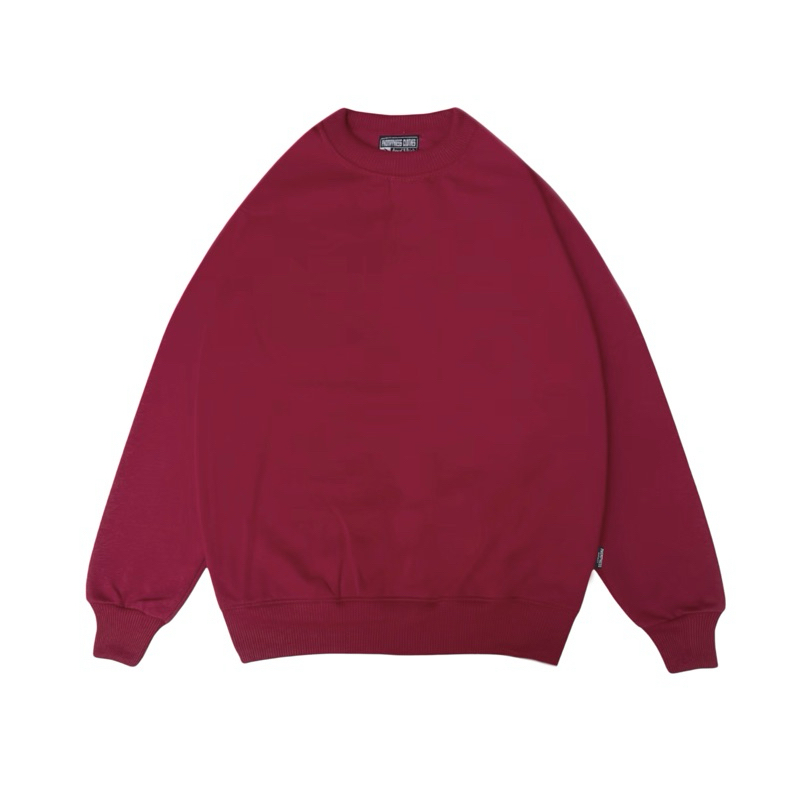 MERAH Plain Maroon Crewneck Sweater Men Women Sweater | Shopee Philippines