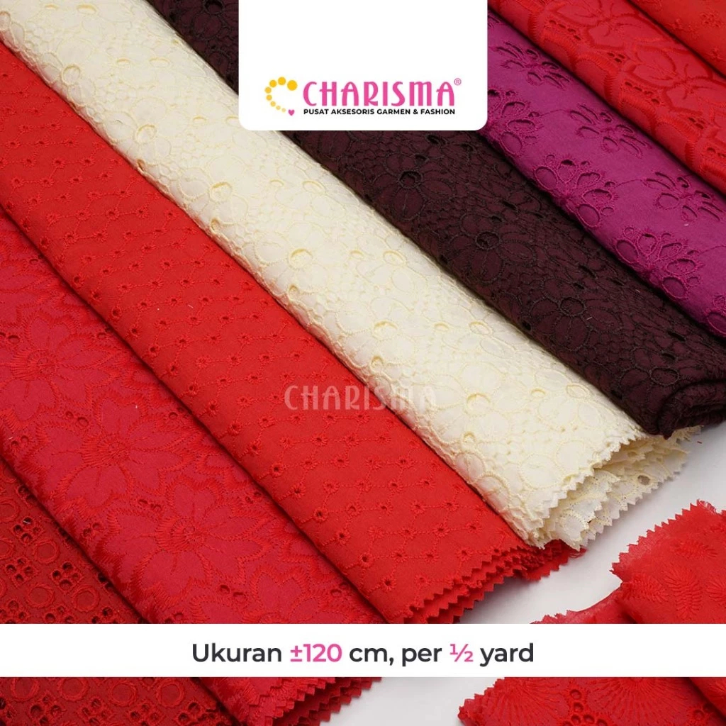 MERAH Charisma Red TA Allover Embroidered Fabric - Embroidered Fabric ...