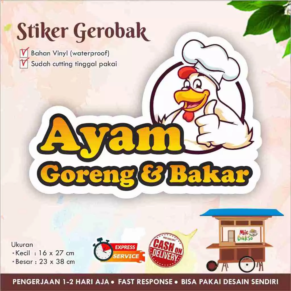 GLASS STICKER FOR GRILLED FRIED CHICKEN VINYL CART FOOD LABEL/ | Shopee ...