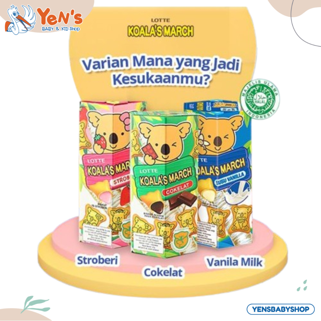 Lotte Koala March 37gr Strawberry / Vanilla Milk / Chocolate | Shopee ...