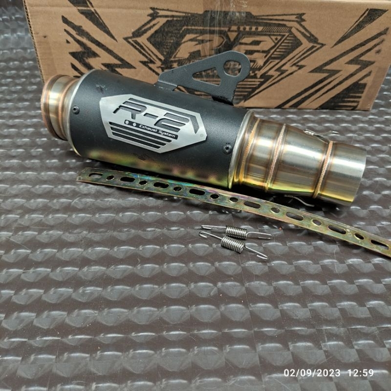 HITAM Exhaust Competition Race Drag R2 Muffler Original Black koting ...