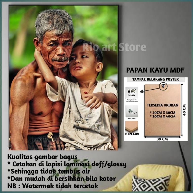 KAYU HIASAN DINDING Poster Picture Father And Son Wall Decoration Wall ...