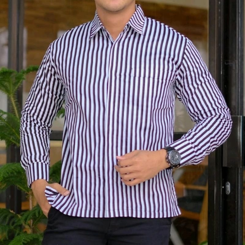 KATUN KEMEJA Lurik Ganjar Lurik Batik Shirt Cotton Lurik Batik Long ...