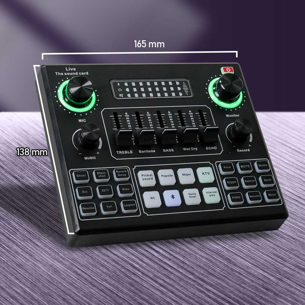 Mixer Professional Audio External Sound Card Live Bluetooth 14 Effects ...