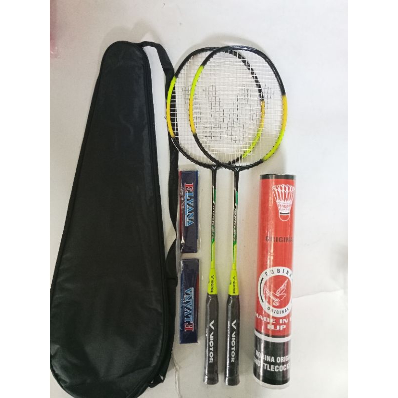 Victor BADMINTON RACKET COMPLETE PACKAGE ONE SET OF RACKET + BAG + GRIP ...