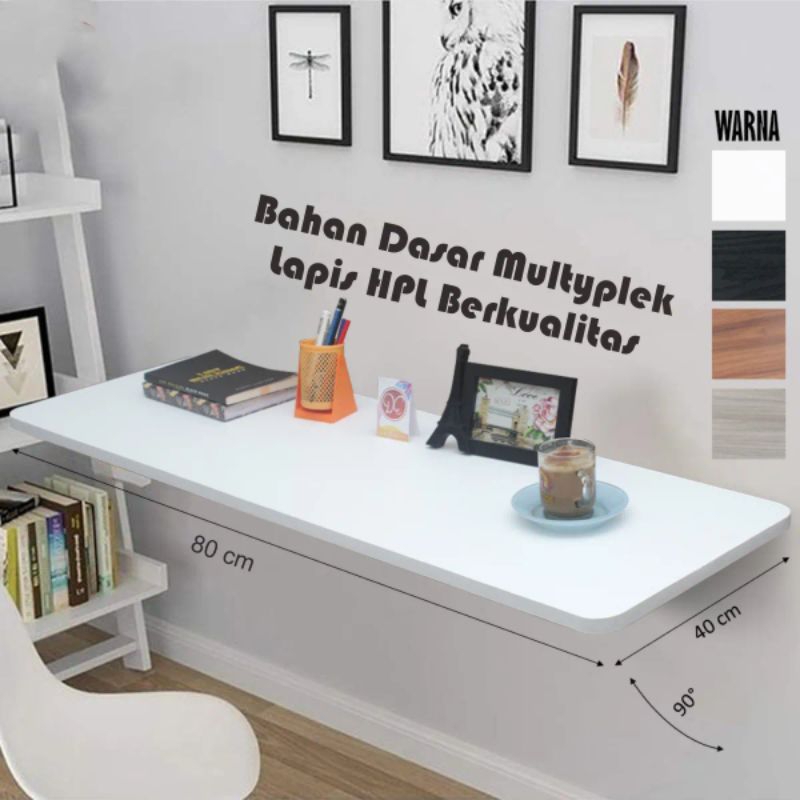 PERALATAN Folding wall table, work study table, wfh Laptop, simple ...
