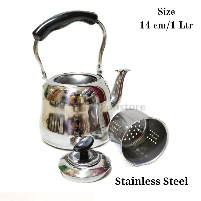 1 ltr Stainless Steel Kettle/Cooking Water Kettle Complete Tea Strainer ...