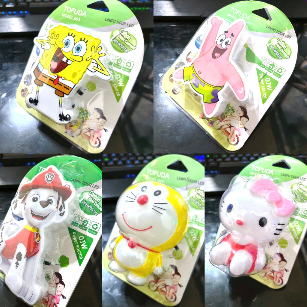 Tofuda Spongebob Patrick Doggy Doraemon Hello Kitty Character Led Night ...