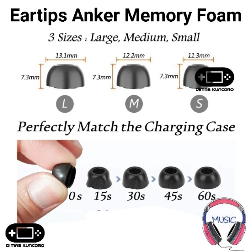 Eartips Anker Memory Foam Foam soundcore sleep a10 space a40 sport x10 ...