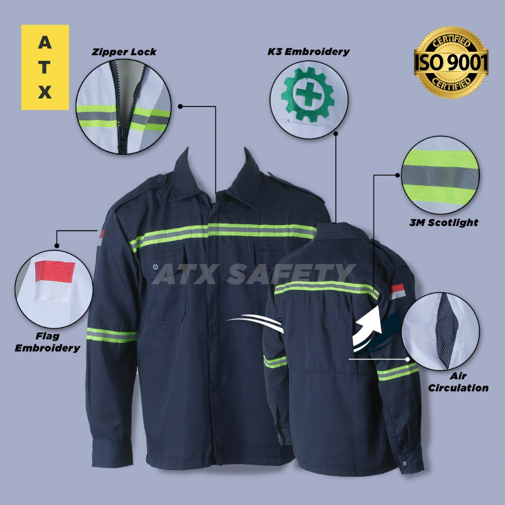 KEMEJA Wearpack Safety Shirt Field Work Shirt Jacket Navy ATX | Shopee ...