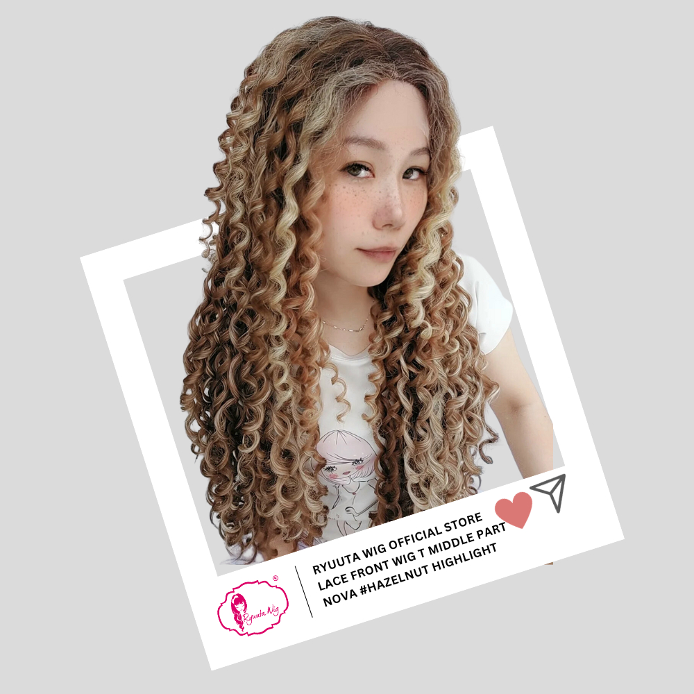 Ryuuta Wig Lace Front Wig Straight Long Wave Hazelnut Highlight 28 inch ...