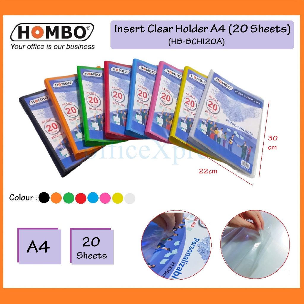 Insert Clear Holder A4 F4 10,20,40 Sheets/Pocket Plastic Map/Document ...