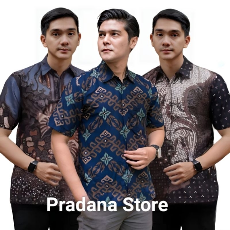 Men's batik Shirts Short Sleeve premium Smooth Office Work Uniforms ...