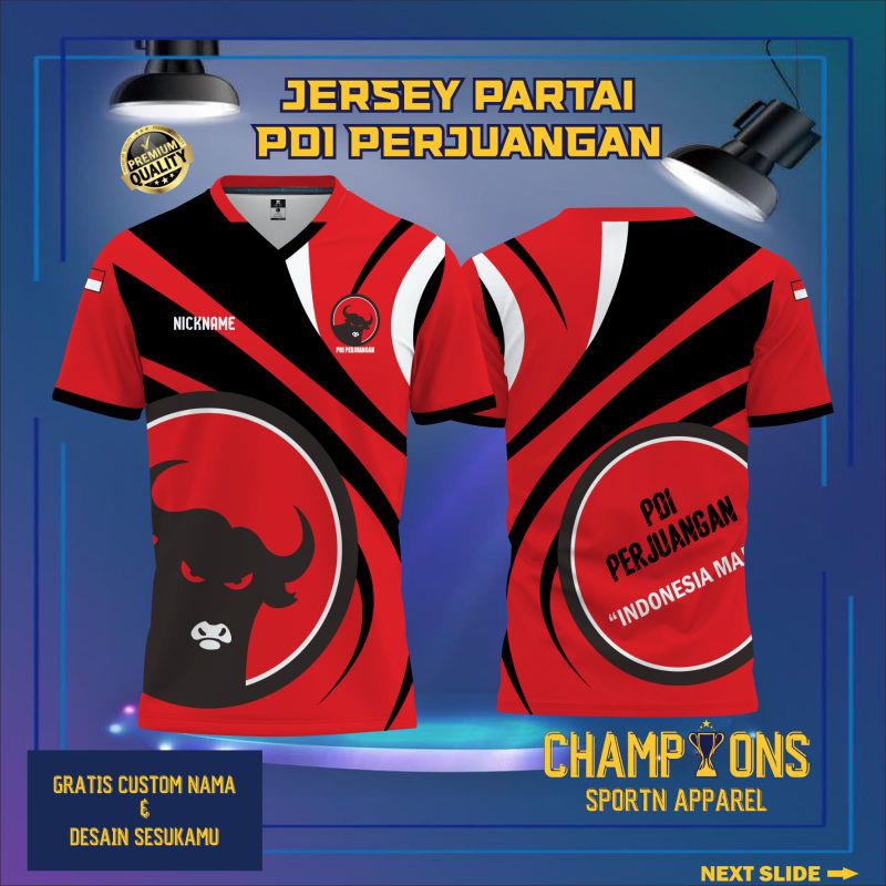 Latest Unisex PDI PERJUANGAN PARTY Jersey, Customizable Name, Design ...