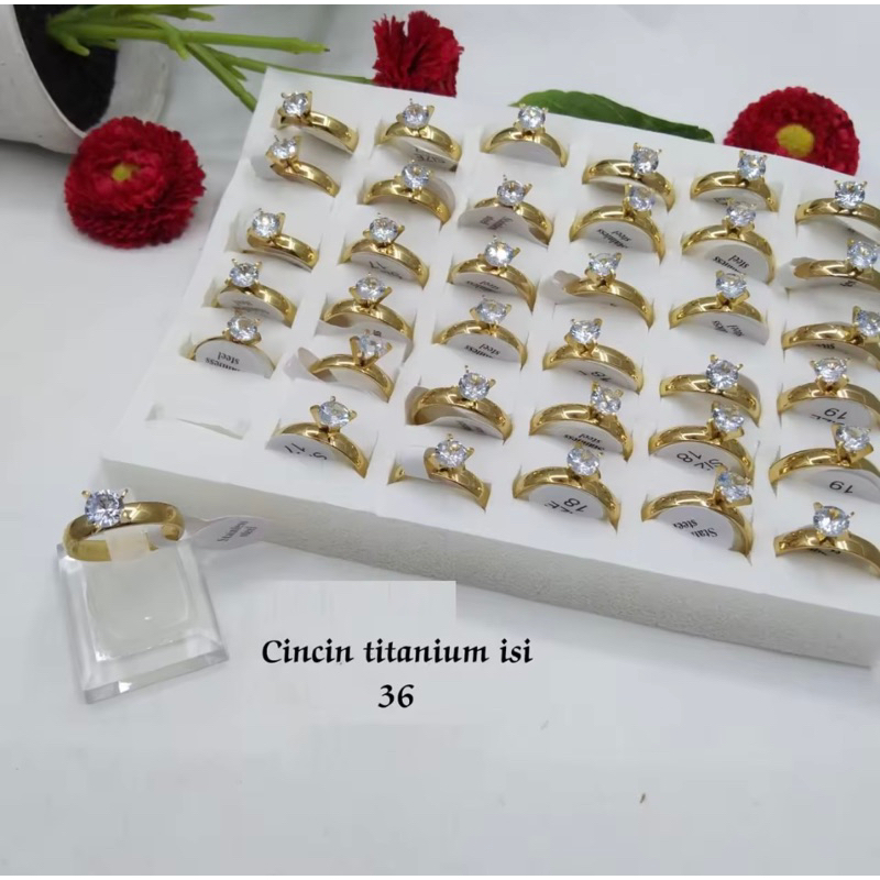 MATA Wholesale TITANIUM Rings 1 BOX Of 36 PCS Size 16 To 19/ MOTIF GOLD ...