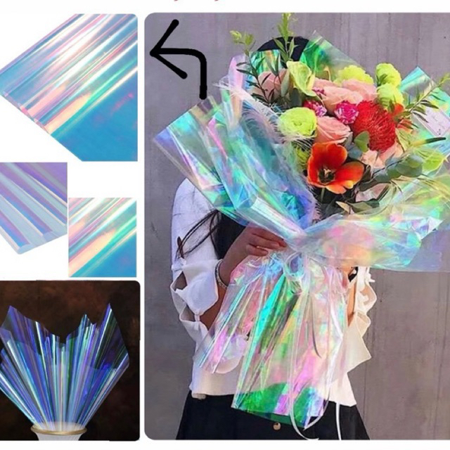 Hologram Paper Flower Wrapping Cellophane Hologram Clear Bouquet Paper ...