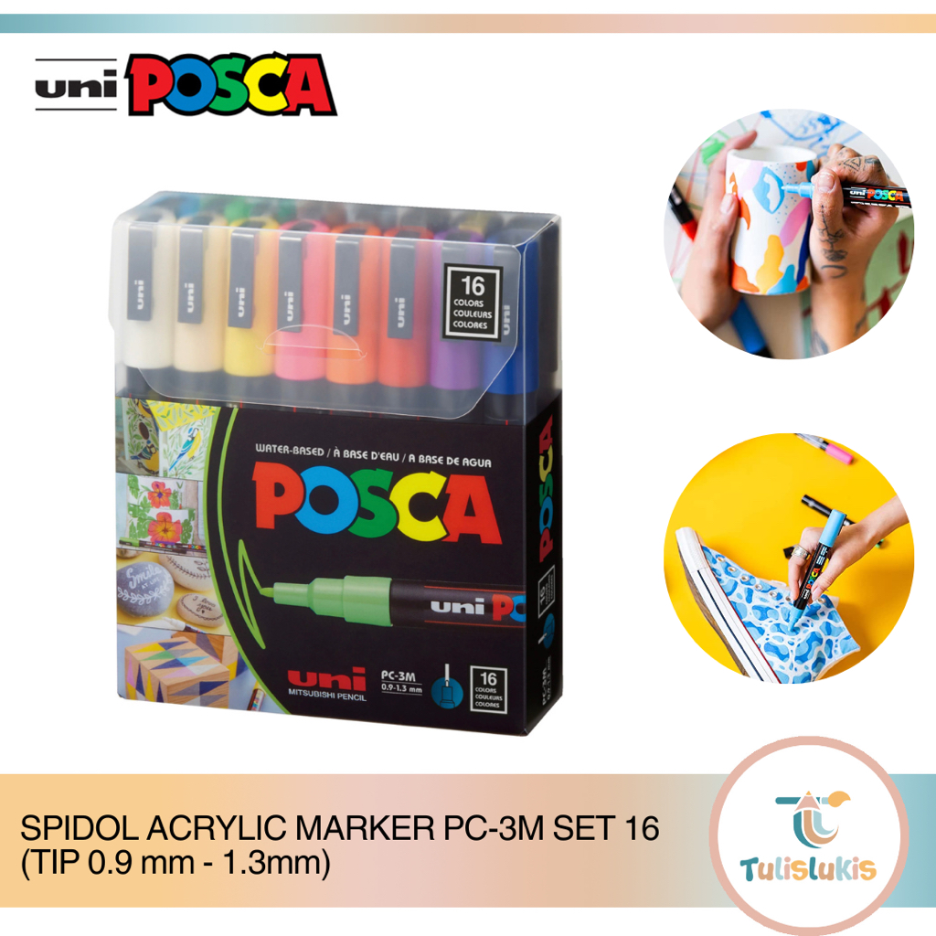 Uni Posca Marker PC-3M Marker set of 16 tips 1.5mm | Shopee Philippines