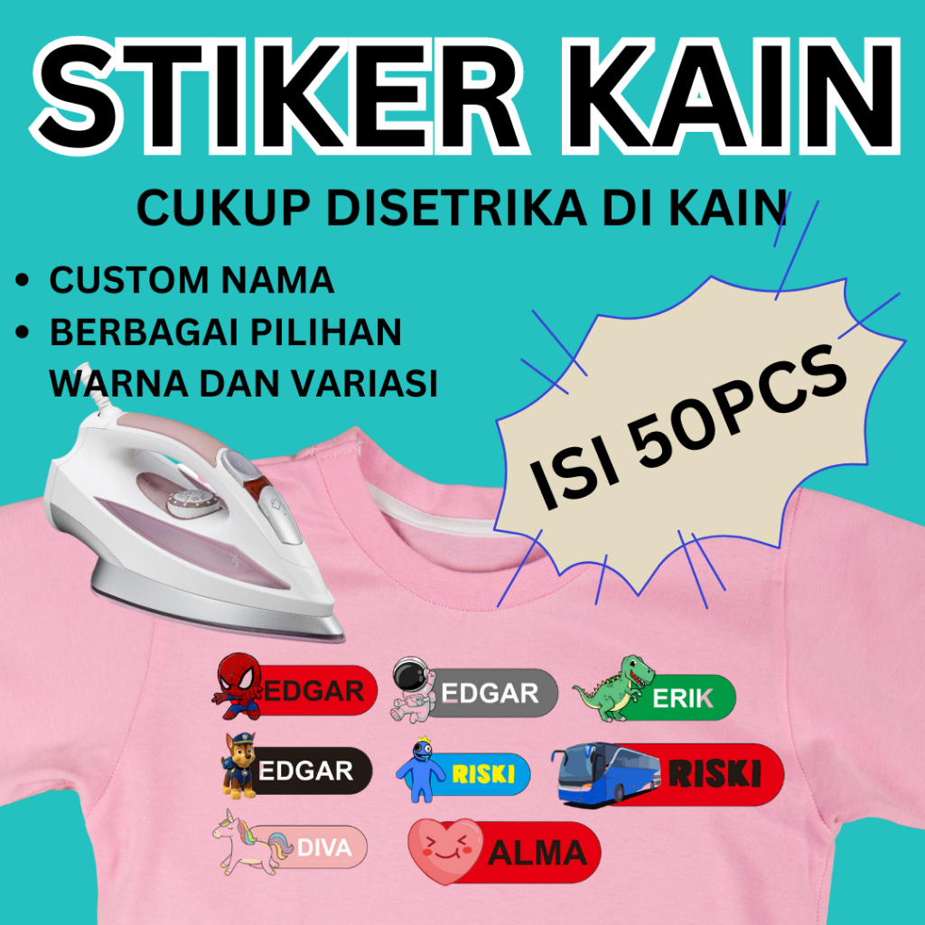 Custom cloth stickers with names, pictures of characters, 50pcs, just ...