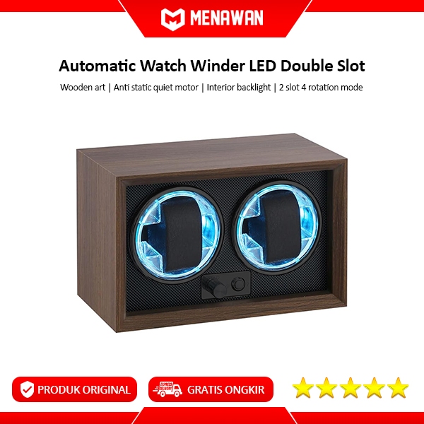 MESIN Automatic Watch Winder LED 2 Slots 4 Modes Mechanical Clock ...