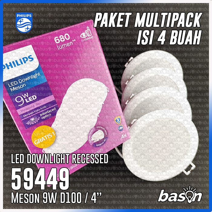 Philips Multipack contains 4 pcs Meson 59449 - LED Downlight 9W 4 inch ...